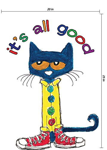 Kids Bedroom Nursery Pete The Cat Decal Home Art Picture Book Cat Design Vinyl Wall Decal | 20" x 25" Adhesive Living Room Cartoon Cat Character Decor Vinyl Wall Decoration Sticker