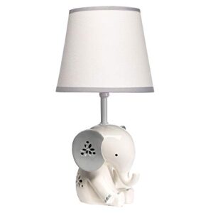 lambs & ivy happy jungle white/grey elephant nursery lamp with shade & bulb