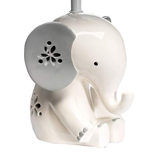 Lambs & Ivy Happy Jungle White/Grey Elephant Nursery Lamp with Shade & Bulb