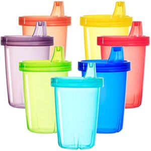 youngever 7 pack kids sippy cups, sippy cups for infant, kids, toddler, 7 assorted color sippy cups