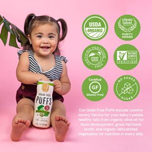 Serenity Kids 6+ Months Grain Free Puffs Toddler & Baby Snack | No Added Sugar, Gluten & Rice Free, Allergen Free | Made with Organic Cassava, Veggies, and Herbs | Broccoli & Spinach | 6 Count