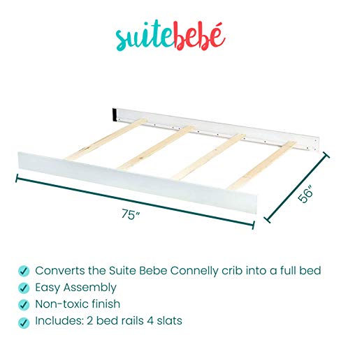 Suite Bebe Connelly Crib to Full Bed Conversion Kit Only, Adjustable in White - Quick Ship, Full Size Bed