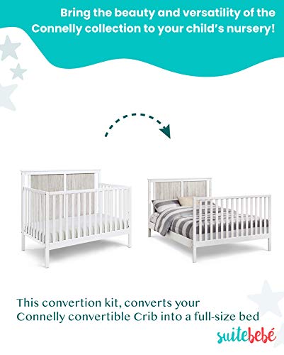 Suite Bebe Connelly Crib to Full Bed Conversion Kit Only, Adjustable in White - Quick Ship, Full Size Bed