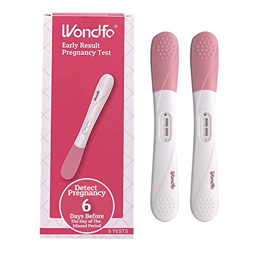 Wondfo Pregnancy Test Early Result 5 Pack - Extra Sensitive and Very Early HCG Urine Midstream Test 10 MIU - Detect 6 Days Sooner Than Your Missed Period