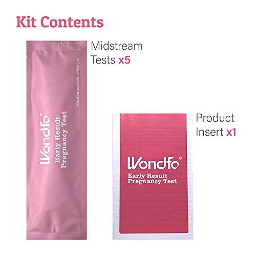 Wondfo Pregnancy Test Early Result 5 Pack - Extra Sensitive and Very Early HCG Urine Midstream Test 10 MIU - Detect 6 Days Sooner Than Your Missed Period