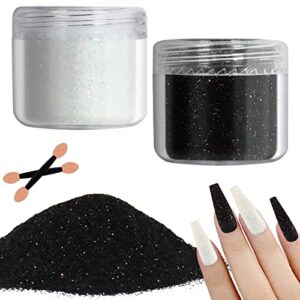 allstarry 2 colors nail glitter powder white black dust sand powder shining sugar effect glitter candy coat cosmetic festival powder diy nail art decoration for manicure, diy crafts