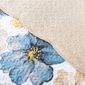 HoneiLife Quilt Set King Size - 3 Piece Microfiber Quilts Reversible Bedspreads Patchwork Coverlets Floral Bedding Set All Season Quilts- Splash-Ink Painting