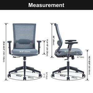 Farini Office Chair, Mid-Back Ergonomic Mesh Chair Executive Swivel Desk Chair with Lumbar Support Adjustable Height Arm (Grey)