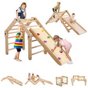 dripex pikler triangle climber set, x-large and heavy-duty climbing frame with more than 20 playing modes, premium early learning montessori toy for 2-3 children play together, cycling using for years