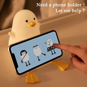 Duck Night Light for Kids, Cute Seagull Silicone Bedside Lamp for Nursery, ABS+SIL, Touch Control, Portable and Rechargeable Dimmable, Birthday Xmas Gifts for Boys Girls