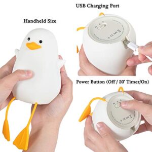 Duck Night Light for Kids, Cute Seagull Silicone Bedside Lamp for Nursery, ABS+SIL, Touch Control, Portable and Rechargeable Dimmable, Birthday Xmas Gifts for Boys Girls