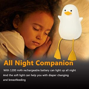 Duck Night Light for Kids, Cute Seagull Silicone Bedside Lamp for Nursery, ABS+SIL, Touch Control, Portable and Rechargeable Dimmable, Birthday Xmas Gifts for Boys Girls