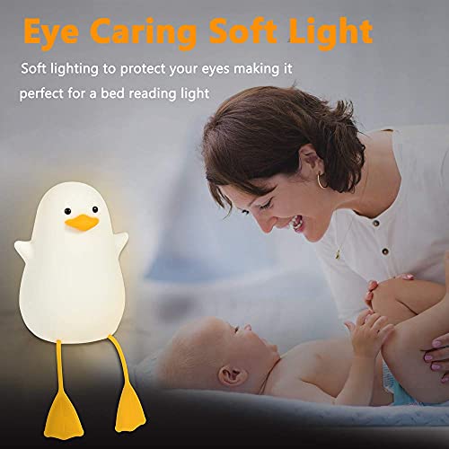 Duck Night Light for Kids, Cute Seagull Silicone Bedside Lamp for Nursery, ABS+SIL, Touch Control, Portable and Rechargeable Dimmable, Birthday Xmas Gifts for Boys Girls