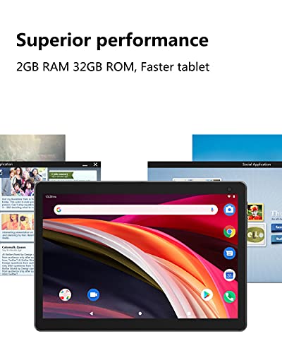 COOPERS Tablet 10 inch Android Tablet, Android 10 Tablet Quad Core Processor 32GB Storage Tablet Computer, 2GB RAM, 8MP Camera, Long Battery Life Black