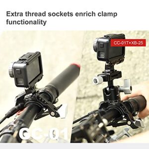 SUNWAYFOTO CC-01T Super Clamp with QR Plate for Phone,DJI OSMO ，Gopro Bike Clamp,Bike Phone Mount Clamp Adjustable