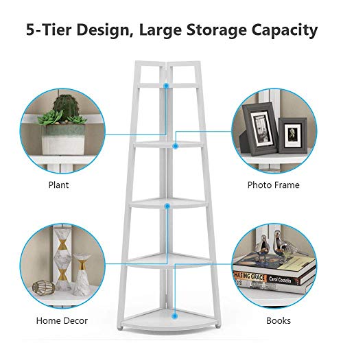 Tribesigns Corner Shelves and Computer Desk Bundle, Modern Simple Office Desk with Corner Bookshelf Set for Home Office