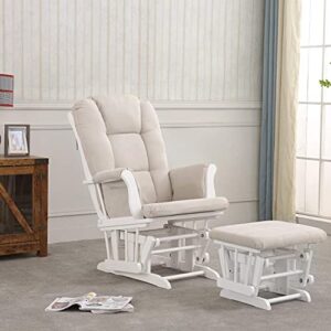 castaway glider with ottoman, white/beige