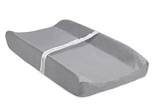 Delta Children Contoured Changing Pad with Plush Cover, Grey