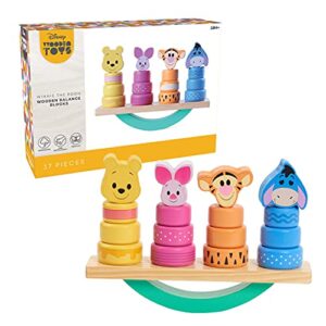 disney wooden toys winnie the pooh balance blocks, 17-piece set features winnie the pooh, piglet, tigger, and eeyore, amazon exclusive, by just play