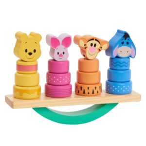 Disney Wooden Toys Winnie the Pooh Balance Blocks, 17-Piece Set Features Winnie the Pooh, Piglet, Tigger, and Eeyore, Amazon Exclusive, by Just Play