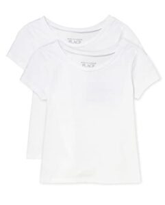 the children's place baby girls and toddler short sleeve basic layering t-shirt t shirt, white 2 pack, 4t us