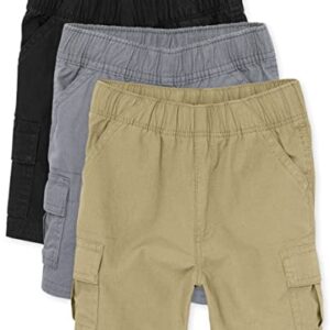 The Children's Place Baby Boys And Toddler Boys Pull on Cargo Shorts,Black/Flax/Storm 3 Pack,3T