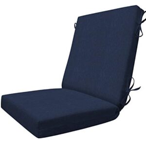 Honeycomb Indoor/Outdoor Textured Solid Indigo Blue Highback Dining Chair Cushion: Recycled Fiberfill, Weather Resistant, Reversible, Comfortable and Stylish Patio Cushion: 21" W x 42" L x 4" T