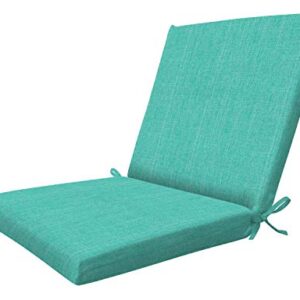 Honeycomb Indoor/Outdoor Textured Solid Surf Aqua Midback Dining Chair Cushion: Recycled Fiberfill, Weather Resistant, Reversible, Comfortable and Stylish Patio Cushion: 19" W x 37" L x 2.5” T