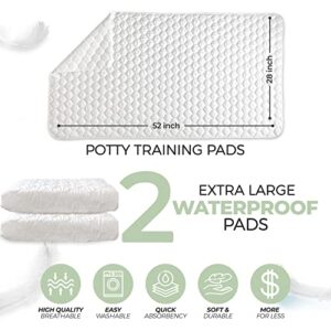 Toddler Mattress Pads - 2 Pack XL Potty Training Pads for Toddler, Waterproof Crib Mattress Protector Pad, Over The Sheet Pee Pad for Bedwetting, 52" x 28" Washable, Reusable, Leakproof