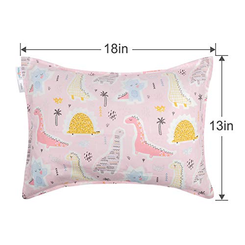 Babygoal 13x18 Toddler Pillowcases Set of 2, Fits Toddler Size Pillow, 100% Woven Cotton, Envelope Closure, Machine Washable Kids Pillow Case 2CFPW13-B