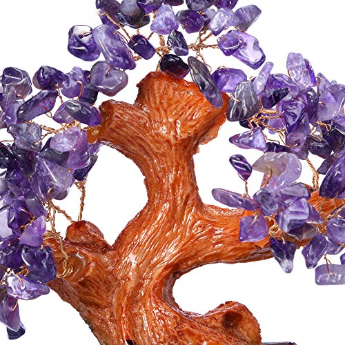 Top Plaza Amethyst Healing Crystal Money Tree 7 Inch Stone Bonsai Tree Feng Shui Good Luck Wealth Tree Decor Business Gift for Office Home Living Room