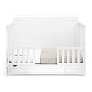 Graco Asheville 4-in-1 Convertible Crib with Drawer (White) – GREENGUARD Gold Certified, Crib with Drawer Combo, Full-Size Nursery Storage Drawer, Converts to Toddler Bed, Daybed and Full-Size Bed