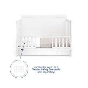 Graco Asheville 4-in-1 Convertible Crib with Drawer (White) – GREENGUARD Gold Certified, Crib with Drawer Combo, Full-Size Nursery Storage Drawer, Converts to Toddler Bed, Daybed and Full-Size Bed