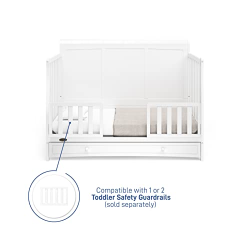 Graco Asheville 4-in-1 Convertible Crib with Drawer (White) – GREENGUARD Gold Certified, Crib with Drawer Combo, Full-Size Nursery Storage Drawer, Converts to Toddler Bed, Daybed and Full-Size Bed