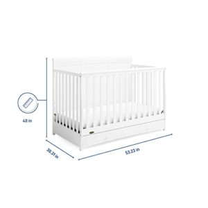 Graco Asheville 4-in-1 Convertible Crib with Drawer (White) – GREENGUARD Gold Certified, Crib with Drawer Combo, Full-Size Nursery Storage Drawer, Converts to Toddler Bed, Daybed and Full-Size Bed