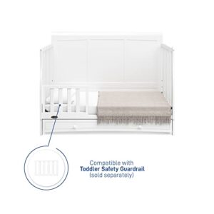 Graco Asheville 4-in-1 Convertible Crib with Drawer (White) – GREENGUARD Gold Certified, Crib with Drawer Combo, Full-Size Nursery Storage Drawer, Converts to Toddler Bed, Daybed and Full-Size Bed