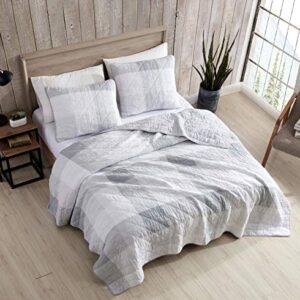 Eddie Bauer - King Quilt Set, Cotton Reversible Bedding with Matching Shams, Medium Weight Home Decor (Boulder Grey, King)