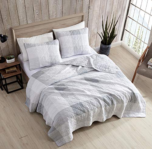 Eddie Bauer - King Quilt Set, Cotton Reversible Bedding with Matching Shams, Medium Weight Home Decor (Boulder Grey, King)