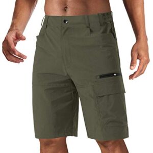 CRYSULLY Men's Outdoor Quick Dry Cargo Shorts Summer Climbing Shorts with Pockets Army Green