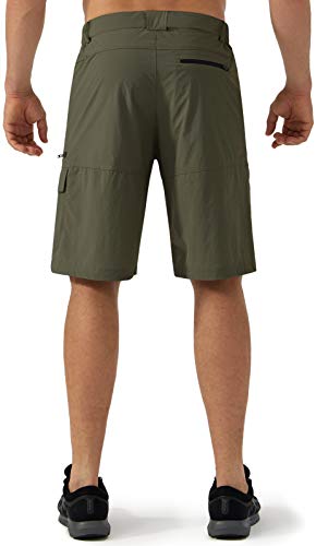 CRYSULLY Men's Outdoor Quick Dry Cargo Shorts Summer Climbing Shorts with Pockets Army Green