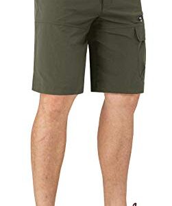 CRYSULLY Men's Outdoor Quick Dry Cargo Shorts Summer Climbing Shorts with Pockets Army Green