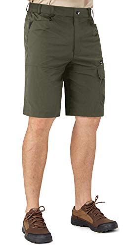 CRYSULLY Men's Outdoor Quick Dry Cargo Shorts Summer Climbing Shorts with Pockets Army Green