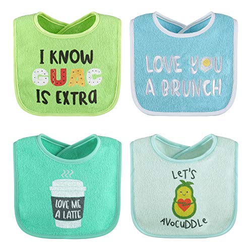 The Peanutshell Terry Bib Set for Baby Boys or Girls, 8 Pack Unisex Set for Feeding, Teething, Drooling