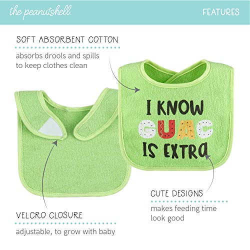 The Peanutshell Terry Bib Set for Baby Boys or Girls, 8 Pack Unisex Set for Feeding, Teething, Drooling