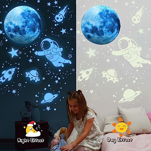 Glowing Stars for Ceiling, 1008 PCS Glow in The Dark Stars,Space Wall Decals Solar System Galaxy Planets Wall Stickers for Kids, Wall Decor for Girls Kids Bedroom Nursery Birthday Party Favor