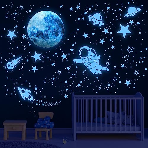 Glowing Stars for Ceiling, 1008 PCS Glow in The Dark Stars,Space Wall Decals Solar System Galaxy Planets Wall Stickers for Kids, Wall Decor for Girls Kids Bedroom Nursery Birthday Party Favor