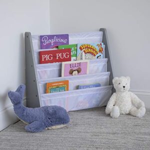 Humble Crew, White Kids Wood Table and 4 Chairs Set &, Grey/White Kids Book Rack Storage Bookshelf, 4 Tiers