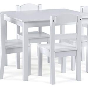 Humble Crew, White Kids Wood Table and 4 Chairs Set &, Grey/White Kids Book Rack Storage Bookshelf, 4 Tiers