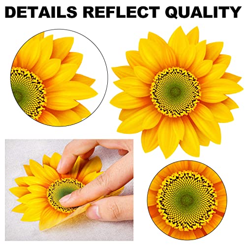 54 Pcs Sunflowers Wall Stickers - Large Sunflower Wall Decals Removable Yellow Flowers for Car Decals Kids Baby Bathroom Living Room