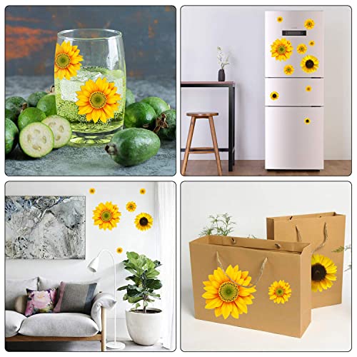 54 Pcs Sunflowers Wall Stickers - Large Sunflower Wall Decals Removable Yellow Flowers for Car Decals Kids Baby Bathroom Living Room